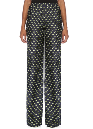 Vionnet Kadın Lacivert Balina Baskılı İpek Pijama Pantolon Mavi 42 IT