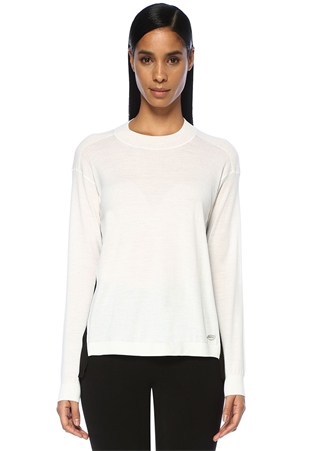 Vionnet Kadın Siyah Beyaz Arkası Pileli İpek Detaylı Kazak 44 IT