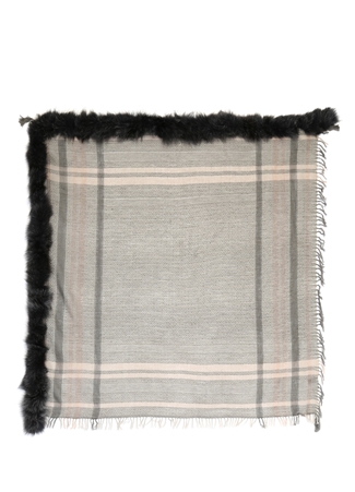 Gaynor Kadın Pentas Kefiah Antrasit Peluş Detaylı Yün Şal Gri EU