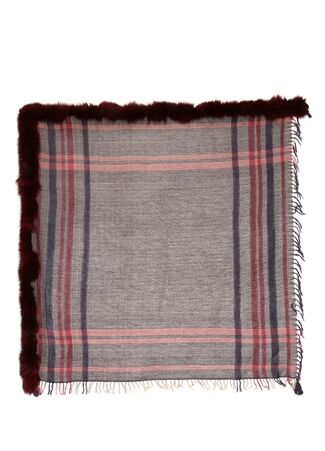 Gaynor Kadın Pentas Kefiah Bordo Peluş Detaylı Yün Şal EU