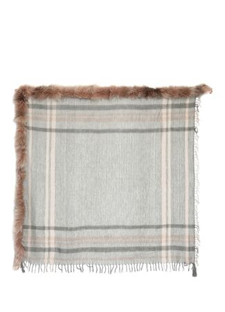 Gaynor Kadın Pentas Kefiah Pembe Peluş Detaylı Yün Şal EU