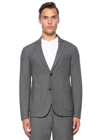 Barena Erkek Gri Kelebek Yaka Dokulu Jersey Ceket 54 IT