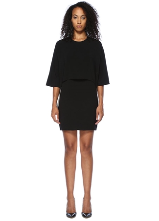 Stella McCartney Kadın Siyah Püsküllü Zincirli Mini Kokteyl Elbise 38 IT
