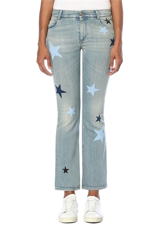 Stella Mccartney Kadın Normal Bel Yıldız Baskılı Bol Paça Jean Pantolon Mavi 26 Us