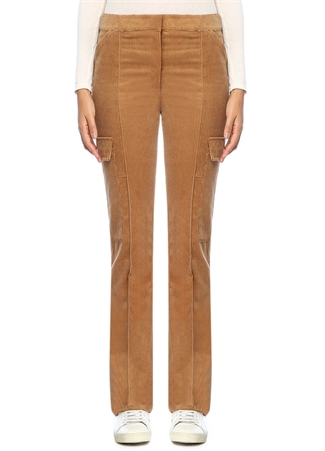 Stella McCartney Kadın Kamel Normal Bel Boru Paça Kadife Pantolon Kahverengi 40 IT