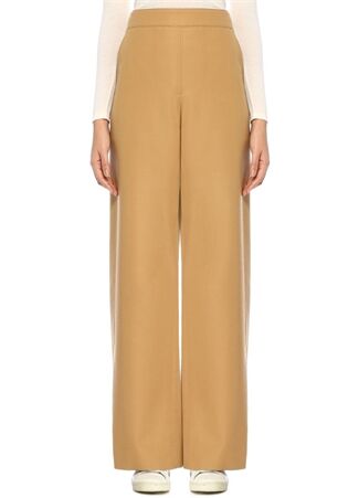 Marni Kadın Kamel Yüksek Bel Bol Paça Yün Pantolon Kahverengi 44 IT