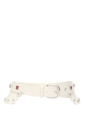 Isabel Marant Kadın Creety Krem Troklu Deri Kemer Bej L EU