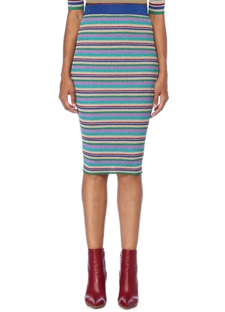 Baum Und Pferdgarten Kadın Celia Simli Çizgili Midi Triko Etek XS EU