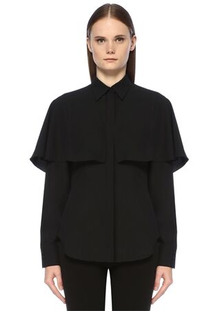 Sara Battaglia Kadın Siyah Pelerin Detaylı Gömlek 38 FR
