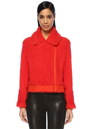 Designers Remix Kadın Candy Kırmızı Peluş Yün Ceket 36 IT