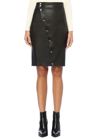 Rag&Bone Kadın Baha Siyah Asimetrik Yırtmaçlı Mini Deri Etek 0 US