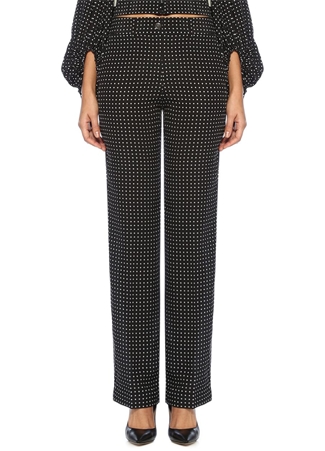 Equipment Kadın Lita Siyah Puantiyeli İpek Pantolon 0 UK