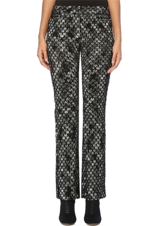 Missoni Kadın Siyah Beyaz Simli Motifli Boru Paça Pantolon 42 IT