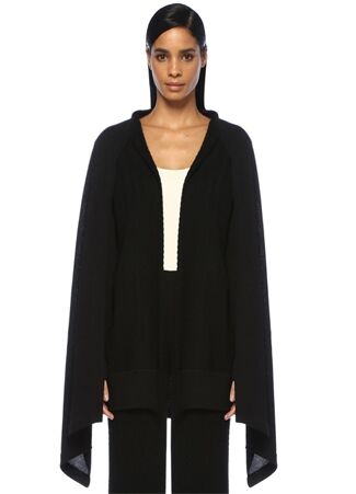 Missoni Kadın Siyah Pelerin Detaylı Örgü Yün Hırka 40 IT