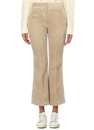 Joseph Kadın Ridge Krem Yüksek Bel Bol Paça Kadife Pantolon Bej 34 FR