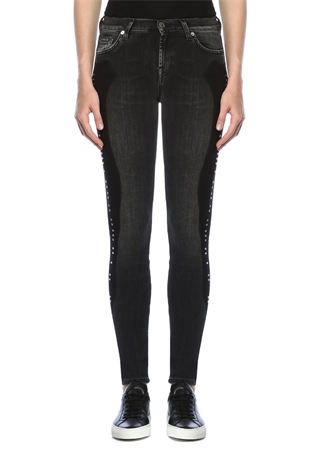 7 For All Mankind Kadın Super Skinny Antrasit Jean Pantolon Siyah 26 US