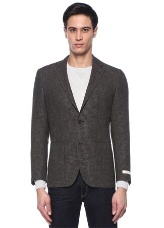 Beymen Collection Erkek Drop 8 Kahverengi Mikro Desenli Yün Ceket 50 IT
