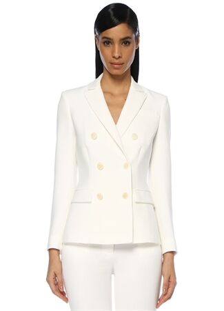 Altuzarra Kadın Indiana Beyaz Kırlangıç Yaka Kruvaze Ceket 40 IT