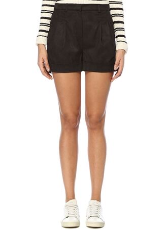 Philosophy di Lorenzo Serafini Kadın Siyah Pile Detaylı Süet Şort 42 IT