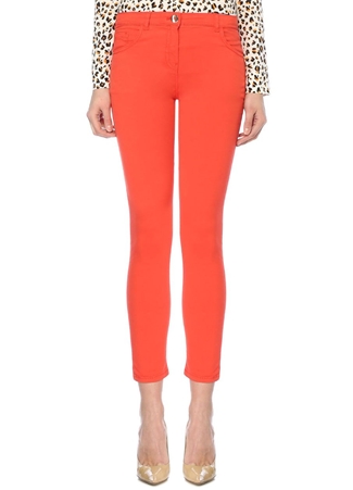 Beymen Collection Kadın Kırmızı Normal Bel Dar Paça Streç Pantolon 34