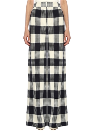 Roland Mouret Kadın Delano Lacivert Ekoseli Dokulu Bol Paça Pantolon 0 US Roland Mouret Kadın Delano Lacivert Ekoseli Dokulu Bol Paça Pantolon 0 US