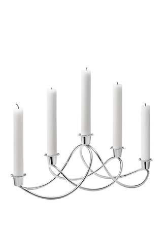 Georg Jensen Harmony 5 Kollu Dekoratif Çelik Şamdan Gri