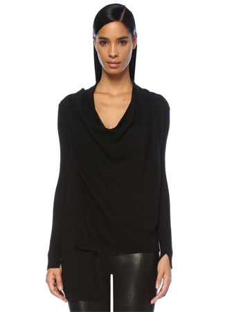 Allsaints Kadın Drina Siyah Fermuarlı Asimetrik Ribli Hırka M Eu