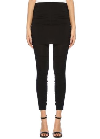 T by Alexander Wang Kadın Siyah Etek Detaylı Dar Paça Pantolon M EU