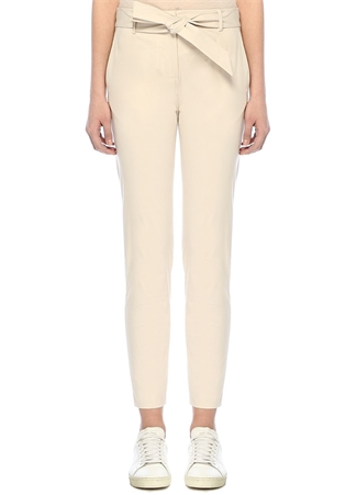 Eleventy Kadın Bej Beli Kuşaklı Dar Paça Pantolon 42 IT