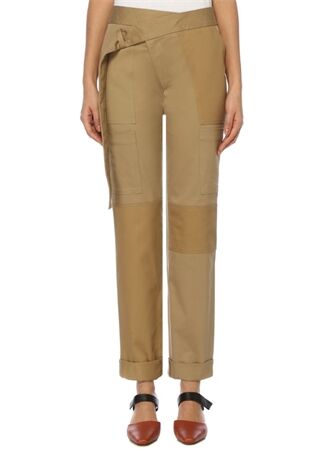 Monse Kadın Kamel Yüksek Bel Boru Paça Kargo Pantolon Bej 2 US