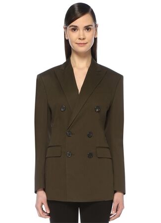 Dsquared2 Kadın 80s Haki Kırlangıç Yaka Kruvaze Twill Ceket 42 IT