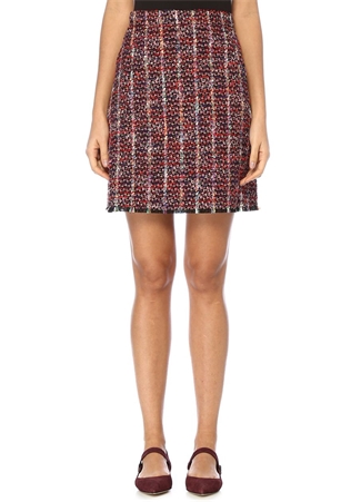 Etro Kadın Pembe Siyah Mini Tweed Etek 40 IT