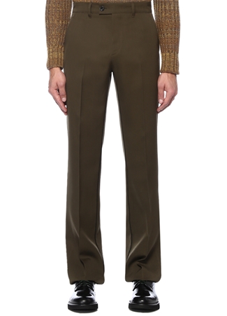 Santoni Edited by Marco Zanini Erkek Haki Normal Bel Yün Pantolon 5 EU