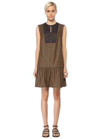Brunello Cucinelli Kadın Kahverengi Önü İşleme Detaylı Kolsuz Mini Elbise S EU Brunello Cucinelli Kadın Kahverengi Önü İşleme Detaylı Kolsuz Mini Elbise S EU