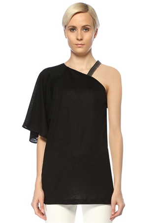 Brunello Cucinelli Kadın Siyah Zincir Askı Detaylı Asimetrik Keten T-shirt L EU Brunello Cucinelli Kadın Siyah Zincir Askı Detaylı Asimetrik Keten T-shirt L EU