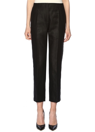 Dries Van Noten Kadın Paola Siyah Normal Bel Boru Paça Keten Pantolon 40 FR