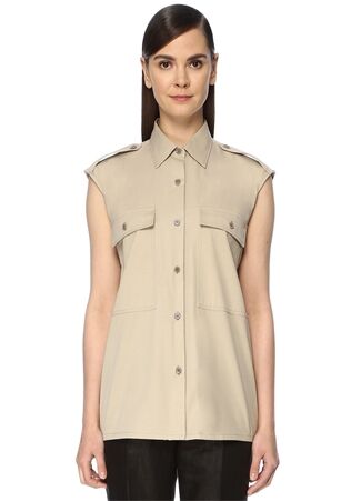 Dries Van Noten Kadın Calcio Bej Sivri Yaka Düğmeli Sırt Detaylı Yelek 38 FR