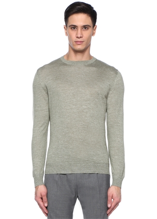 Zegna Erkek Yeşil Bisiklet Yaka Kaşmir Kazak 54 IT