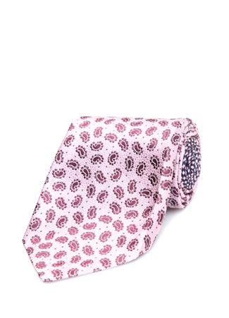 Zegna Erkek Pembe Mikro Şal Desenli İpek Kravat EU Zegna Erkek Pembe Mikro Şal Desenli İpek Kravat EU