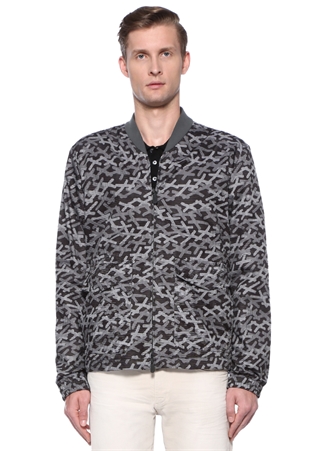 Zegna Erkek Gri Siyah Dik Yaka Mikro Logolu Mont 50 IT