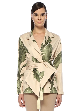 Johanna Ortiz Kadın Seriously Ekru Tropikal Desenli Kuşaklı Ceket Bej 2 US Johanna Ortiz Kadın Seriously Ekru Tropikal Desenli Kuşaklı Ceket Bej 2 US