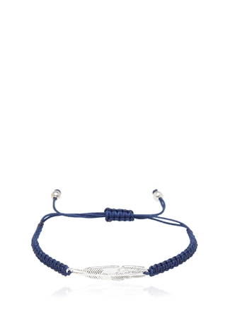 Brace İstanbul Erkek No 2 Lacivert Yaprak Formlu Bileklik EU