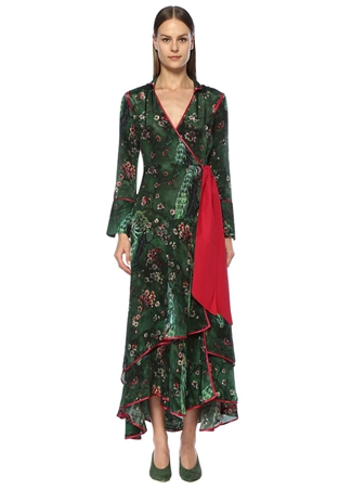 Frs For Restless Sleepers Kadın Hydros Yeşil Çiçekli Uzun Kol Maksi Anvelop Elbise M EU Frs For Restless Sleepers Kadın Hydros Yeşil Çiçekli Uzun Kol Maksi Anvelop Elbise M EU