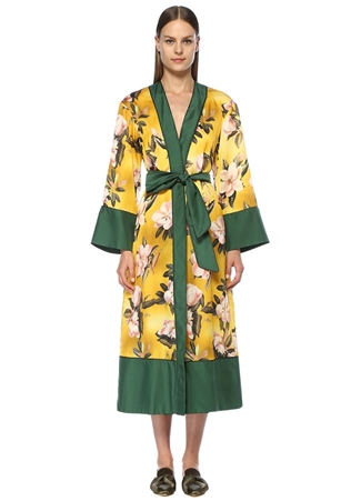 Frs For Restless Sleepers Kadın Nomos Sarı Çiçekli Kimono Formlu Midi Elbise S EU Frs For Restless Sleepers Kadın Nomos Sarı Çiçekli Kimono Formlu Midi Elbise S EU