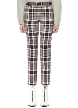 Alexander Wang Kadın Gri Yüksek Bel Ekose Desenli Yün Pantolon 2 US