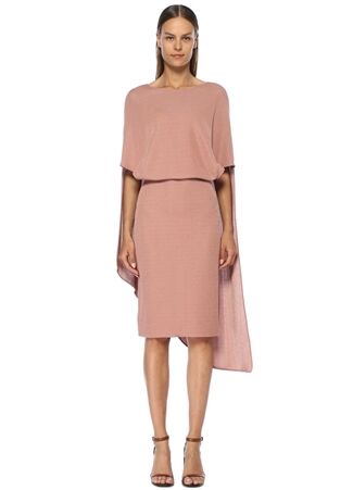 Esteban Cortazar Kadın Pembe Pelerin Detaylı Midi Kalın Jarse Elbise 40 FR