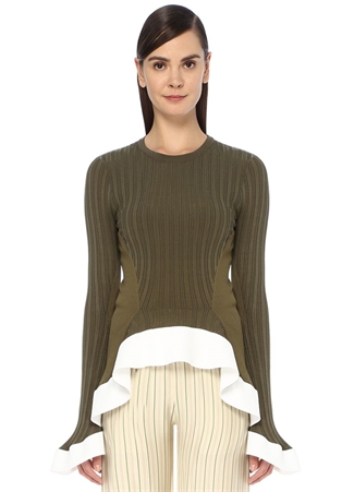 Esteban Cortazar Kadın Haki Asimetrik Ribli Bluz Siyah M EU