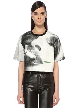 Dsquared2 Kadın X Mert And Marcus 994 Siyah Beyaz Crop Bluz 36 IT