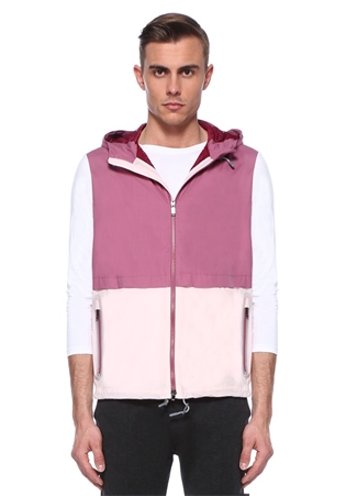 Z Zegna Erkek Pembe Kapüşonlu Colorblocked Dış Yelek M EU