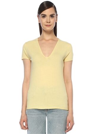 Zadig&Voltaire Kadın Story Fishnet Sarı Sırtı Kelebek Nakışlı T-shirt S EU